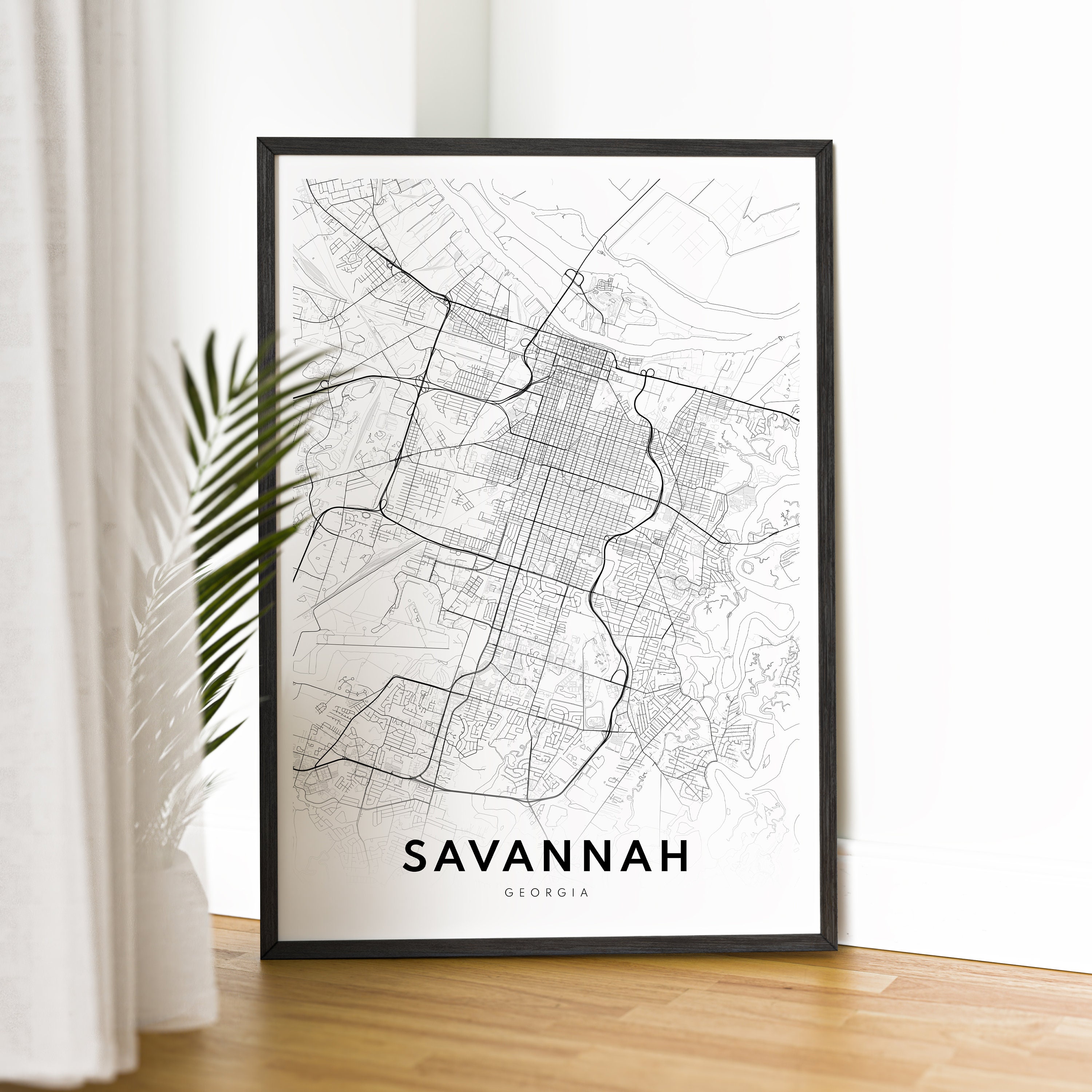 Savannah Map Print Digital Download Savannah Georgia Map Poster ...