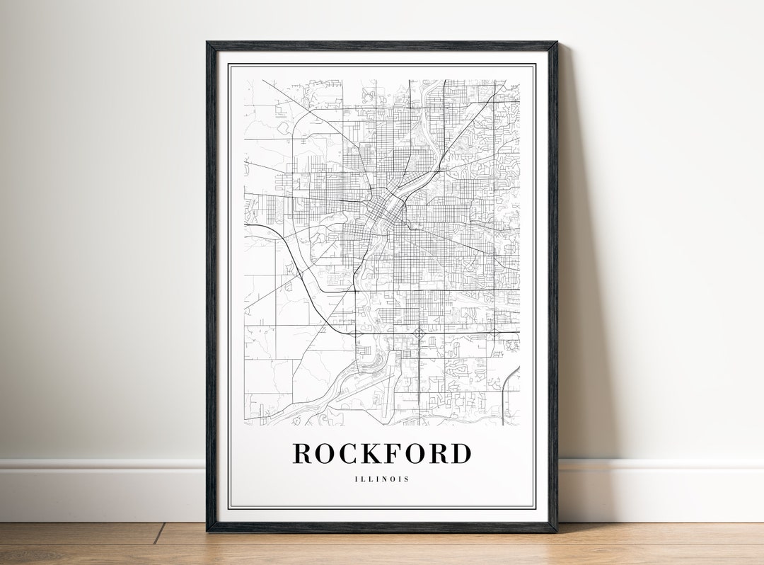 Rockford Map Print Digital Download Rockford Illinois Map Poster ...