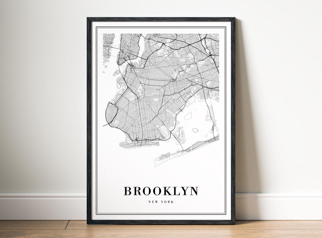 Póster del mapa de la ciudad de Brooklyn, NY, descarga digital, mapa de ...