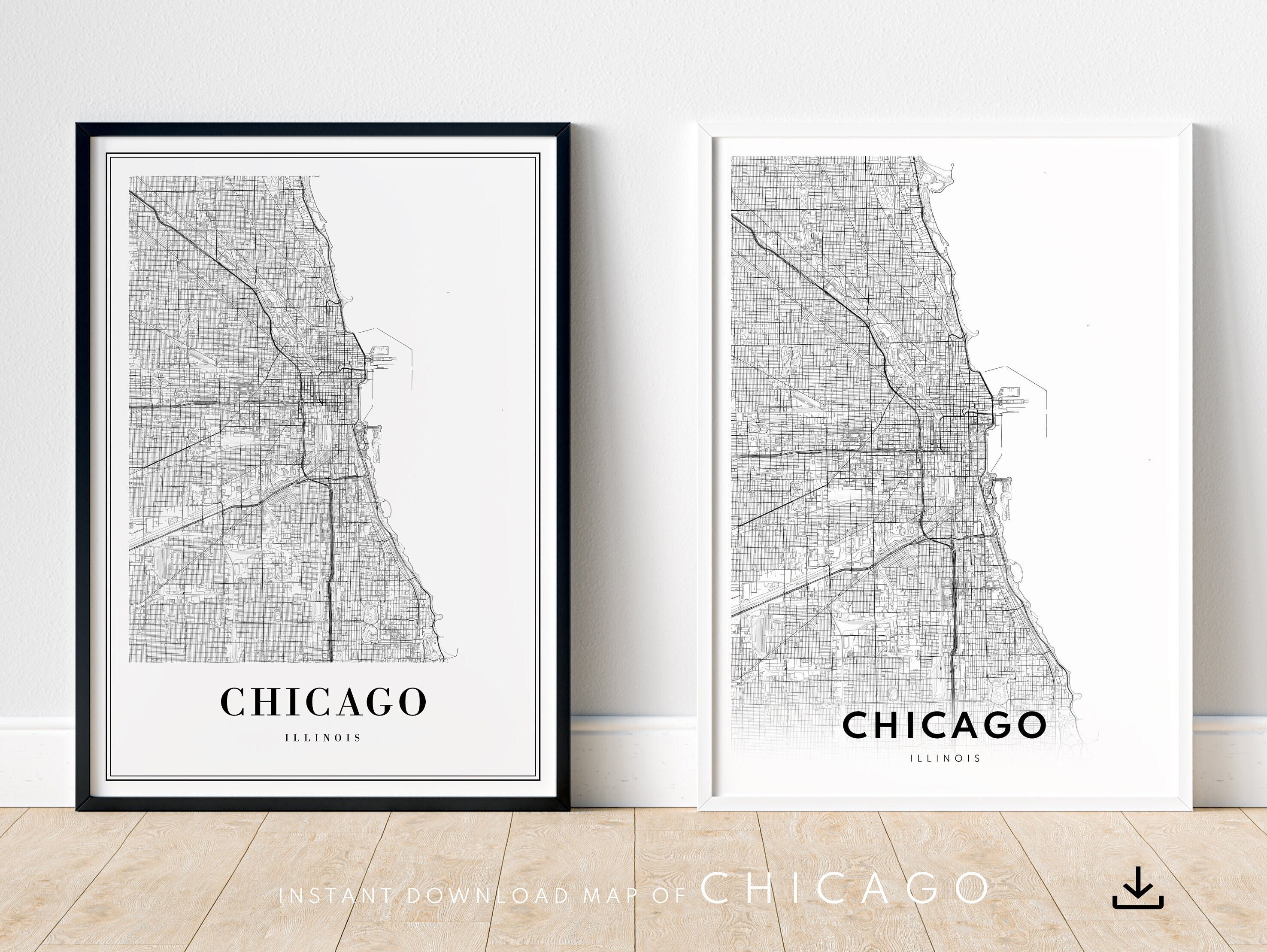 Chicago Map Print Chicago Map Poster Chicago Instant Download Chicago ...