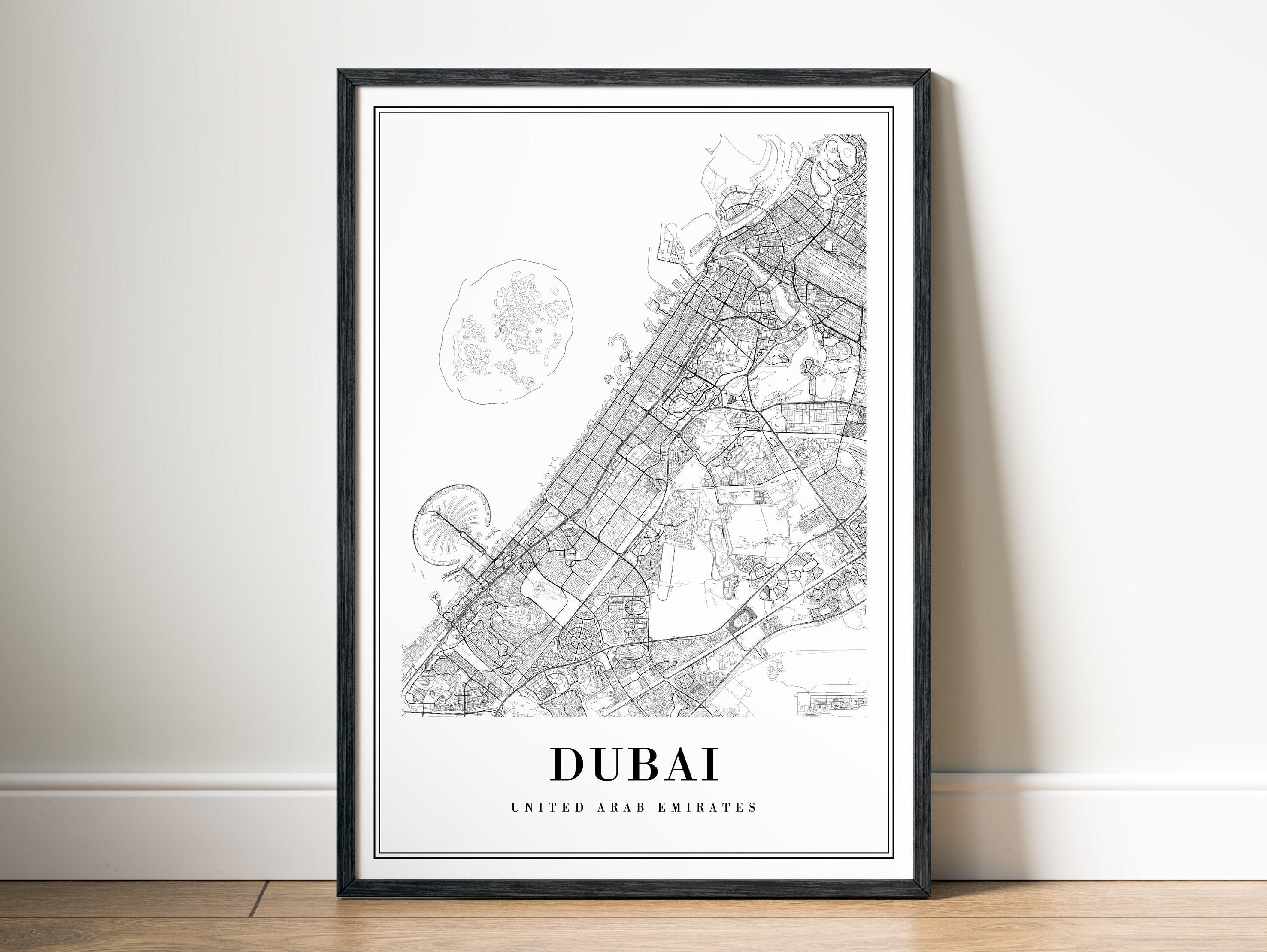 Dubai Map Print Dubai Map Poster Download Printable Dubai Map Black and ...