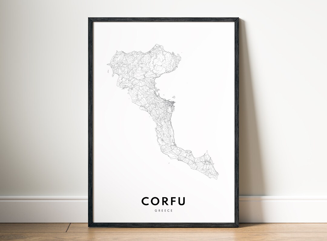 Corfu-greece Map Print Digital Download Corfu Map Poster Corfu ...