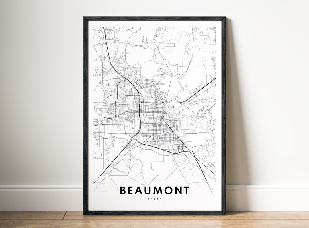 Beaumont TX Map Print Beaumont Texas Map Poster Download Beaumont ...