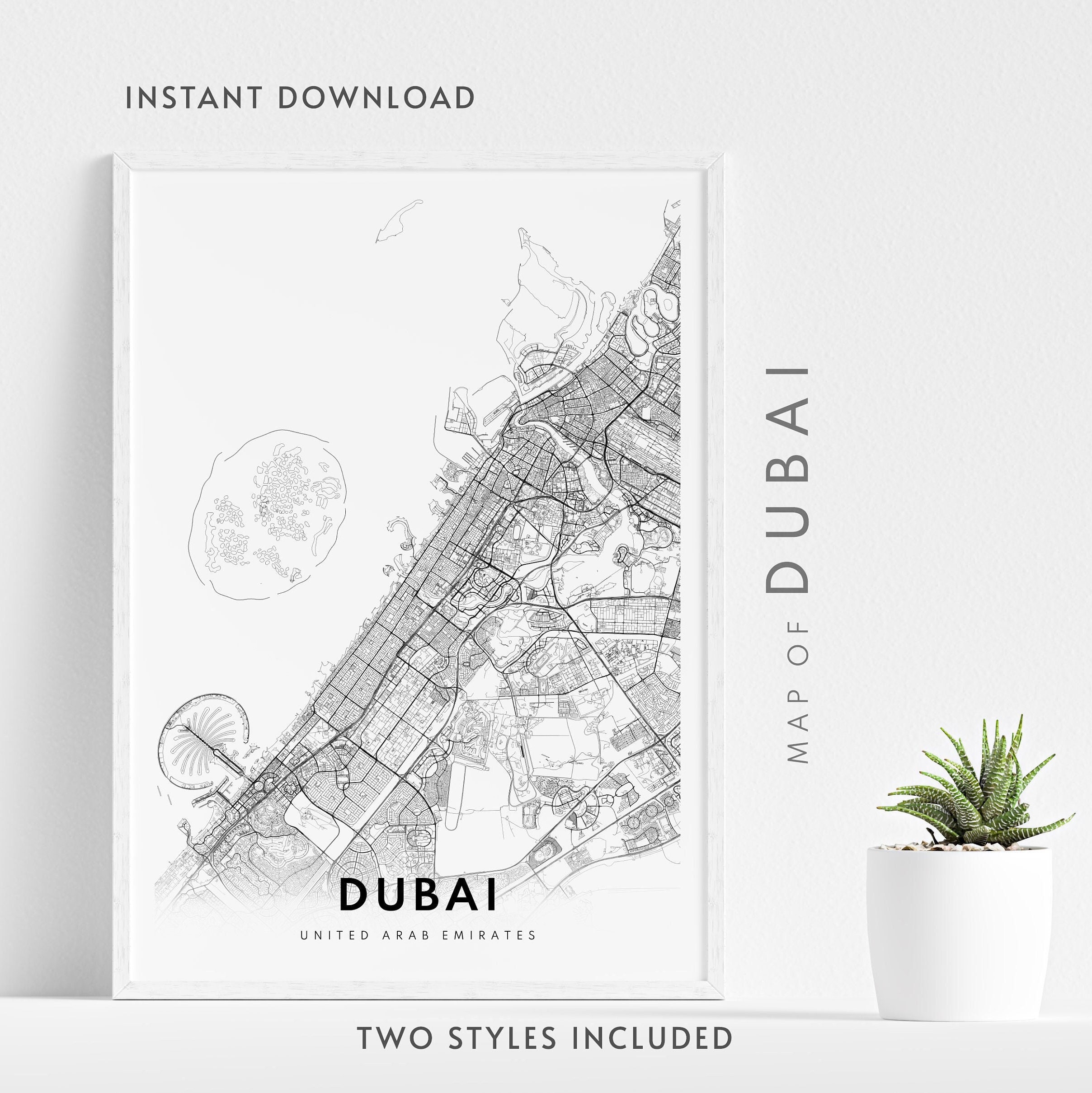 Dubai Map Print Dubai Map Poster Download Printable Dubai Map Black and ...