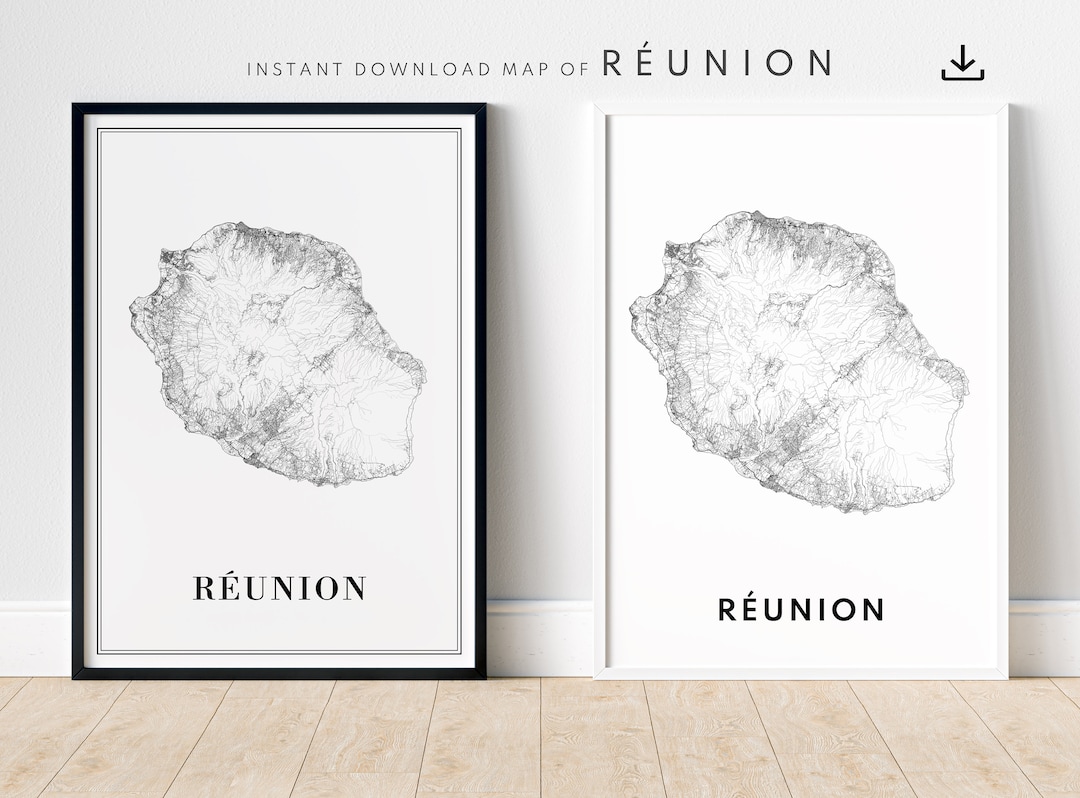 Réunion State Map Print Download Réunion Map Poster Réunion Printable ...