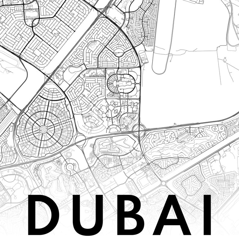 Dubai Map Print Dubai Map Poster Download Printable Dubai Map Black and ...