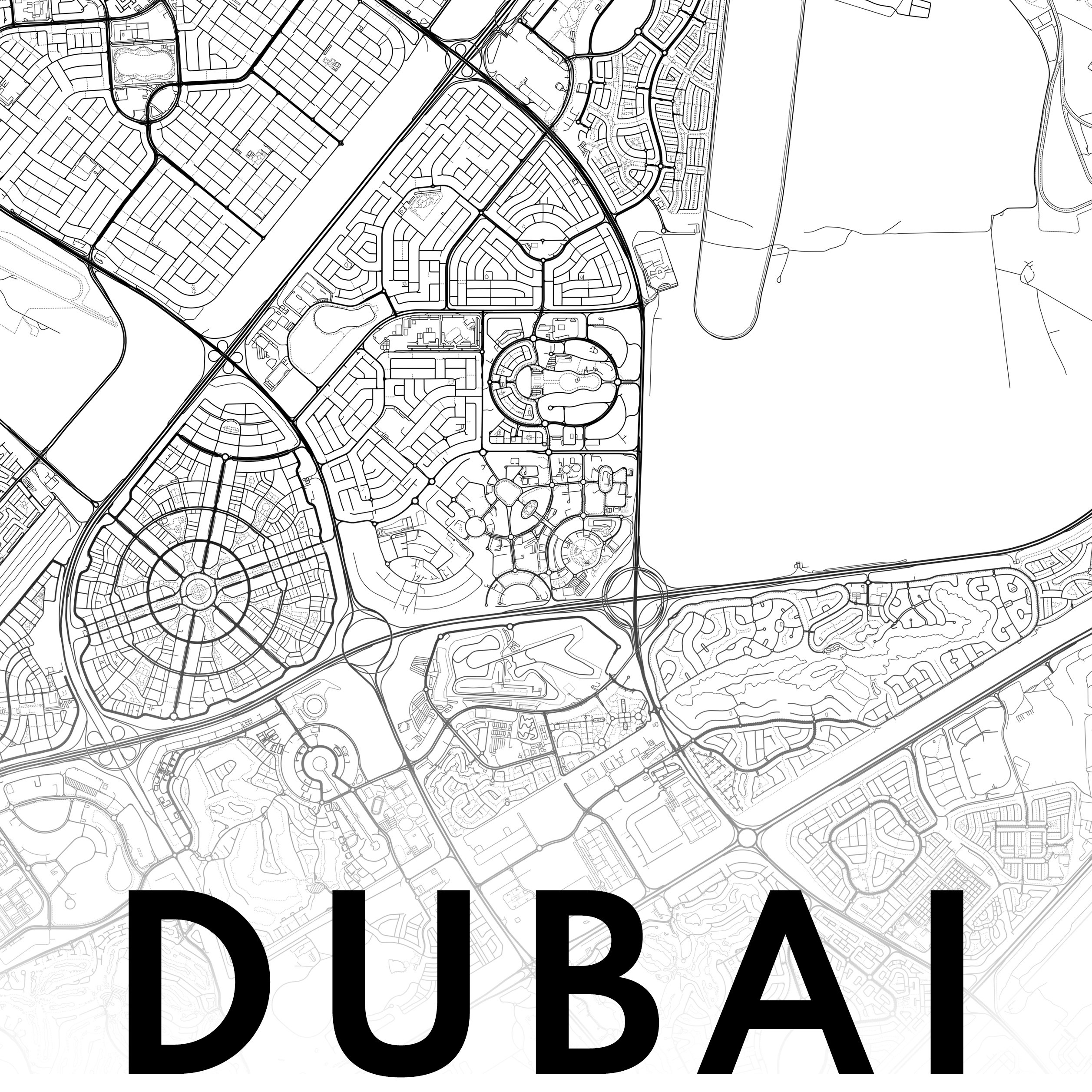 Dubai Map Print Dubai Map Poster Download Printable Dubai Map Black and ...