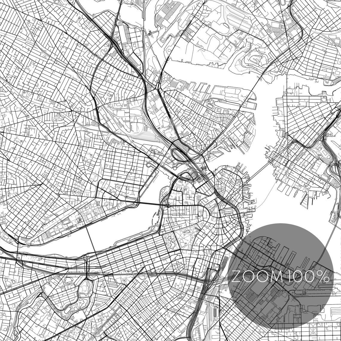 Boston Map Print Boston Map Poster Download Printable Modern Boston Map ...