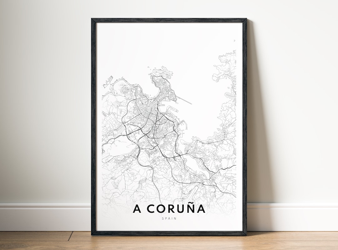 A Coruña Map Print Download A Coruña Spain Map Poster Digital Map A ...