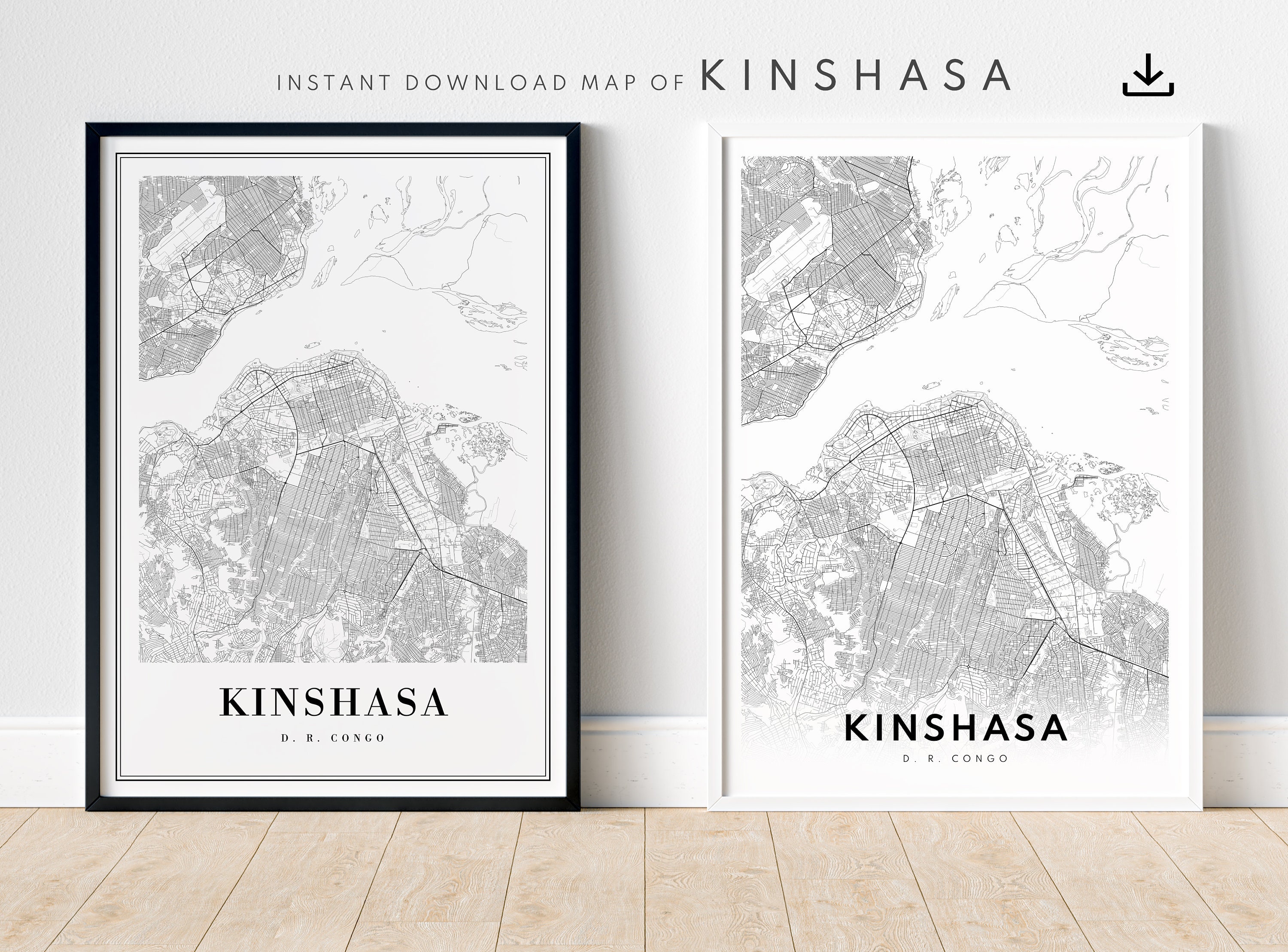 Kinshasa Map Print Kinshasa DR Congo Map Poster Download Kinshasa ...
