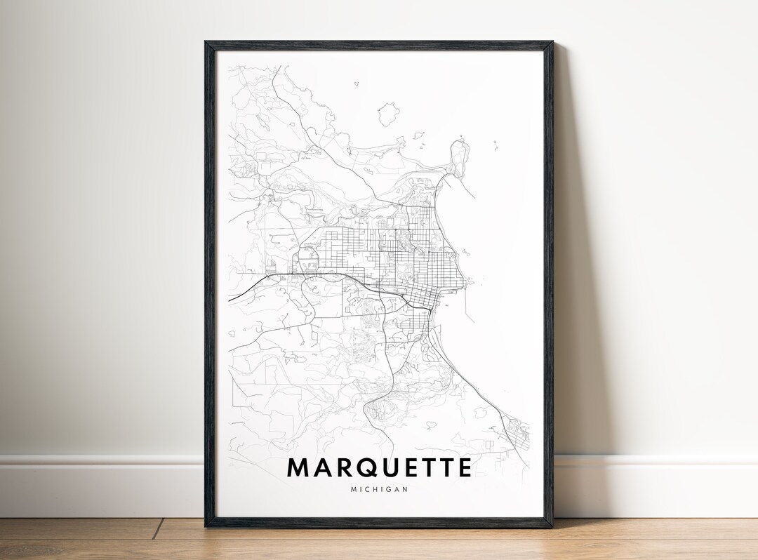 Marquette Map Print Digital Download Marquette Michigan Map Poster ...