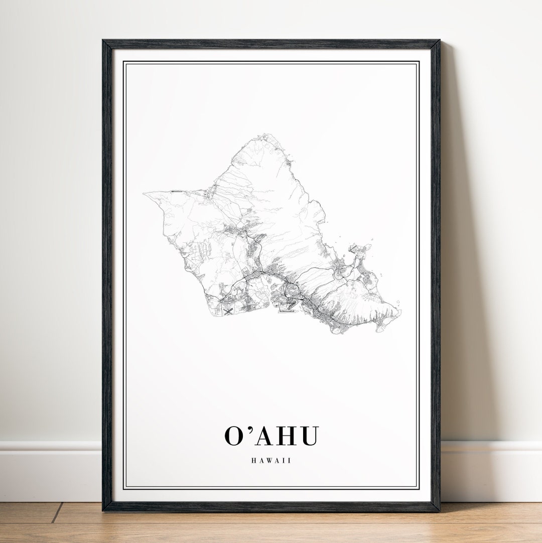 Oʻahu, Hawaii Map Print, Oʻahu Map Poster, Download Printable Oʻahu Map ...