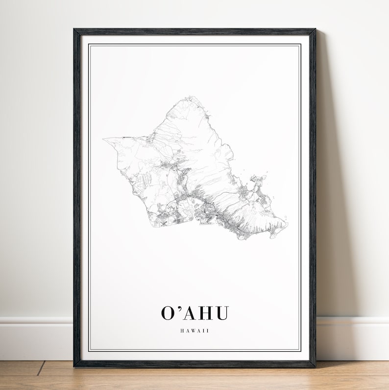 Oʻahu, Hawaii Map Print, Oʻahu Map Poster, Download Printable Oʻahu Map ...