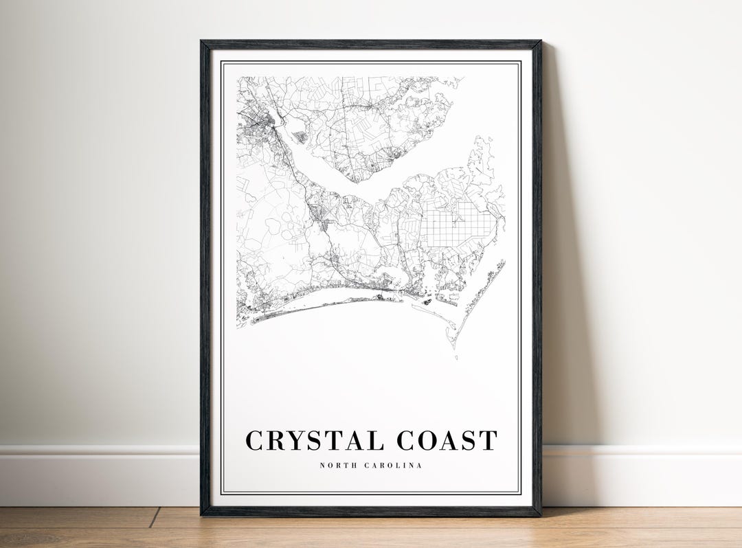 Crystal Coast North Carolina Map Print Digital Download, Black and ...