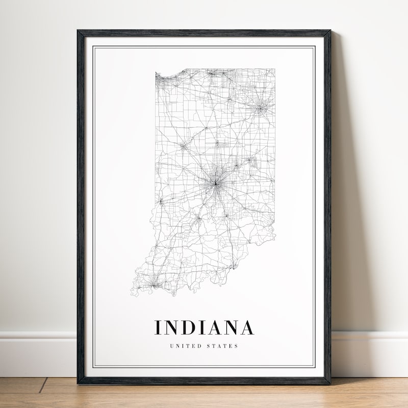 Map of Indiana Poster - Etsy