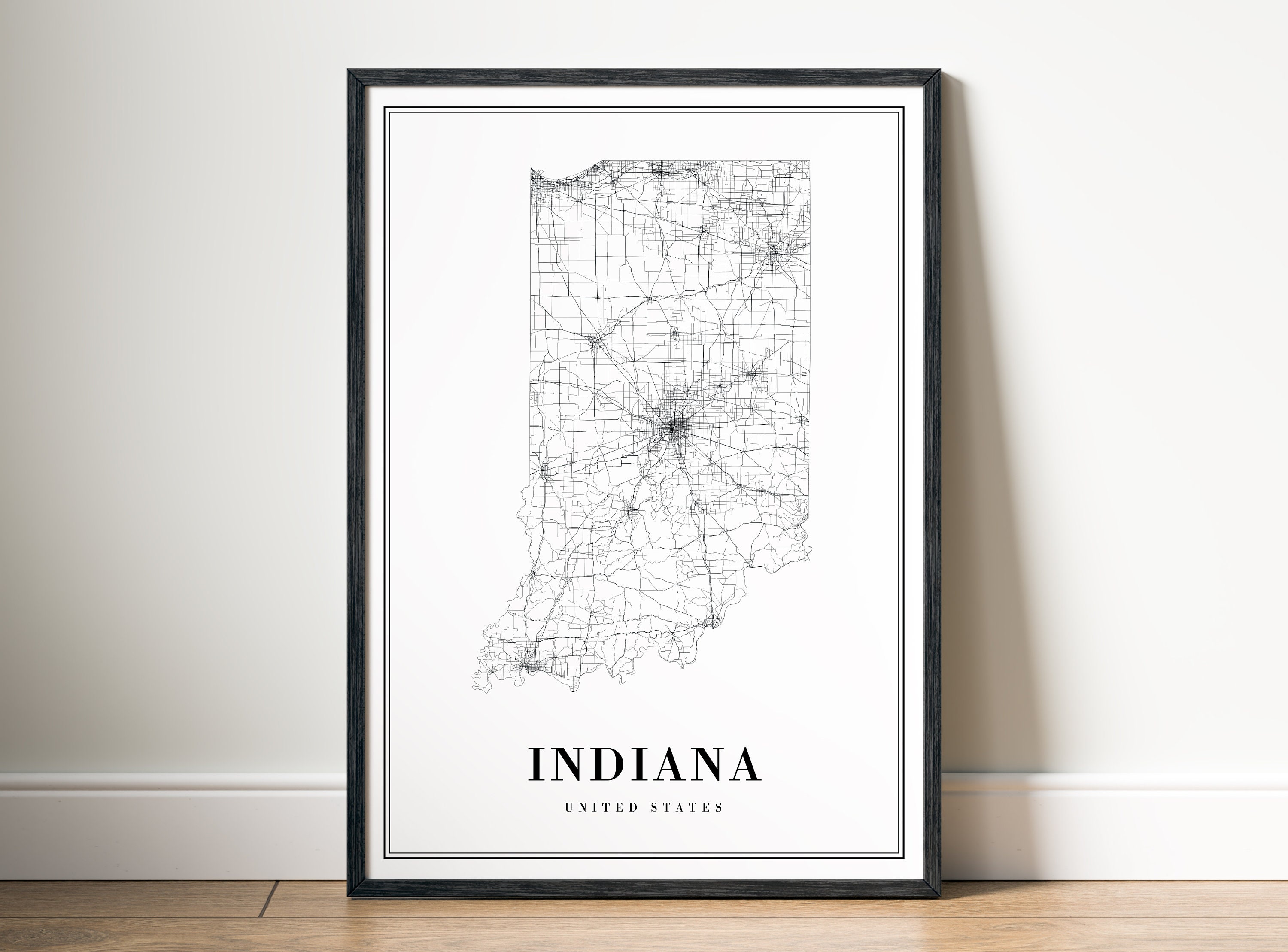 Indiana State Map Print Download Indiana Map Poster Indiana - Etsy