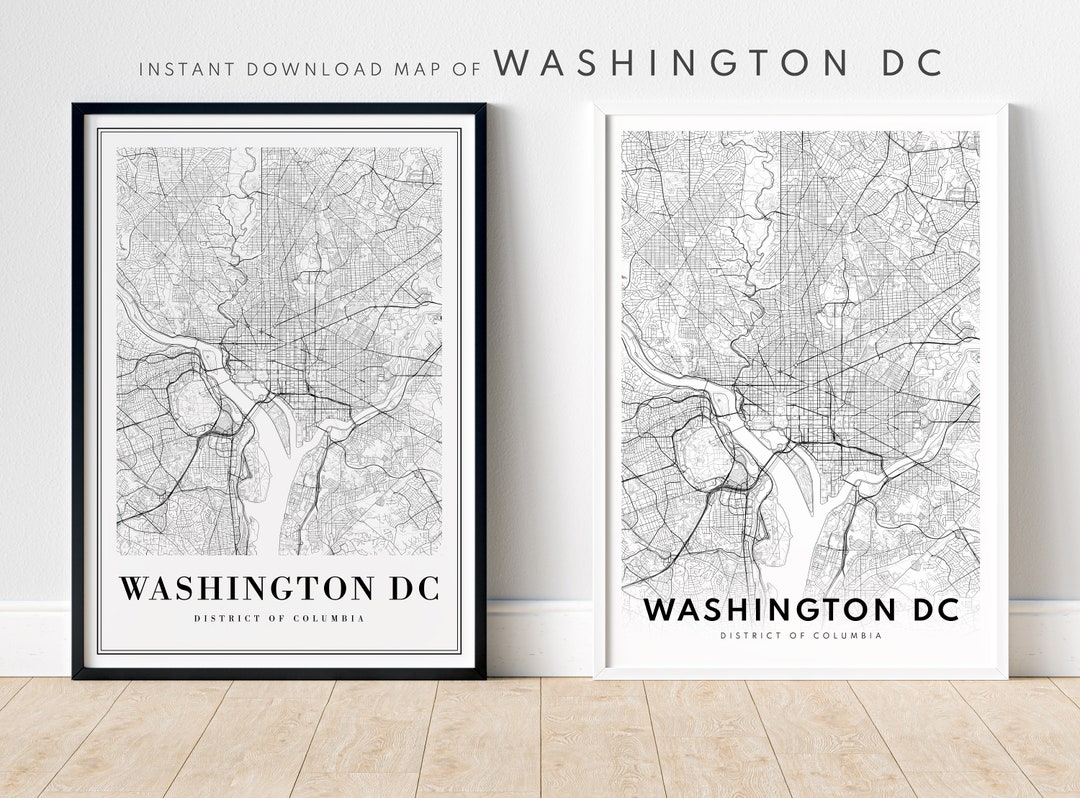 Washington DC Map Digital Download Print Washington D.C Map Poster ...
