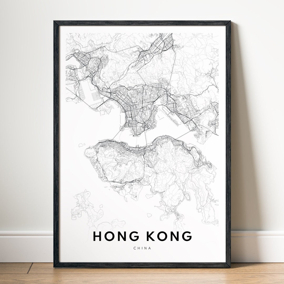 Hong Kong Map Print Download Hong Kong Map Poster Hong Kong Printable ...