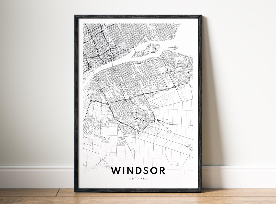 Windsor Ontario Map Print Digital Download, Black and White Printable ...