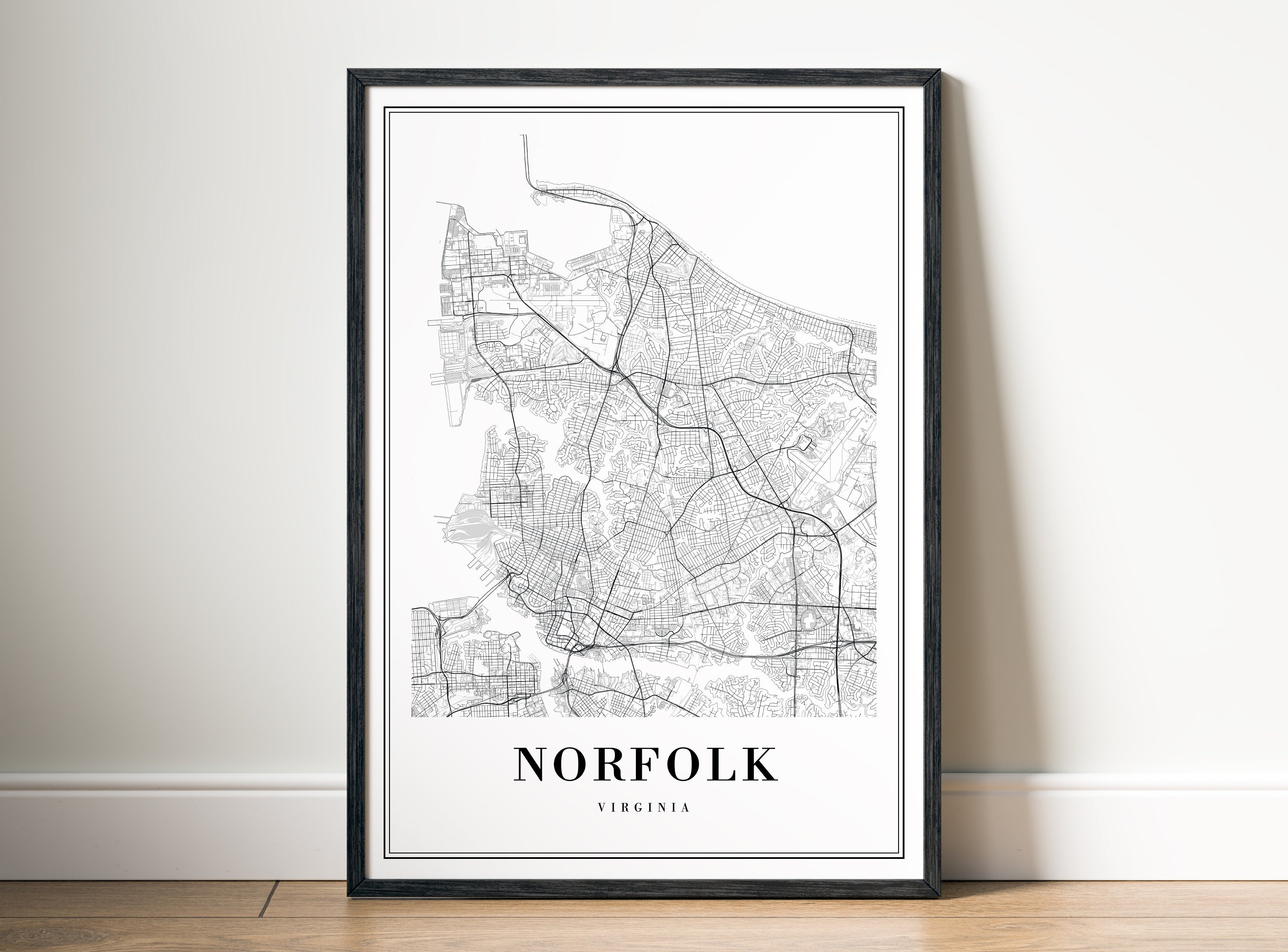Norfolk-Virginia Karte Drucken Norfolk Poster Download Karte Norfolk Druckbare Karte Digitale ...