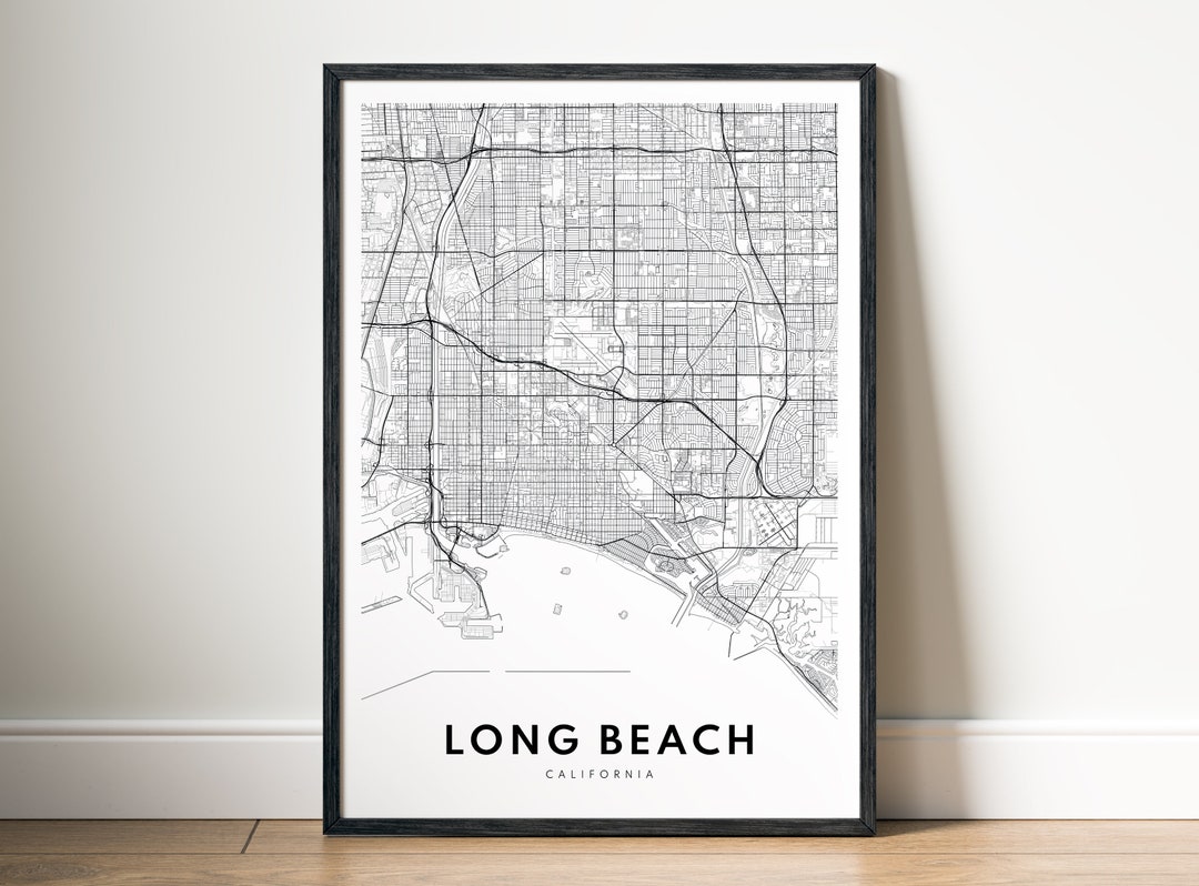 Long Beach California Print Long Beach Map Poster Long Beach Download ...