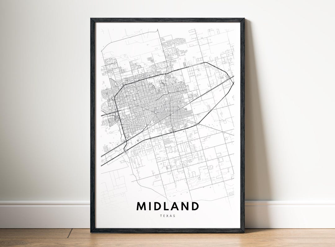 Midland TX Map Print Midland Texas Map Poster Midland Printable City ...