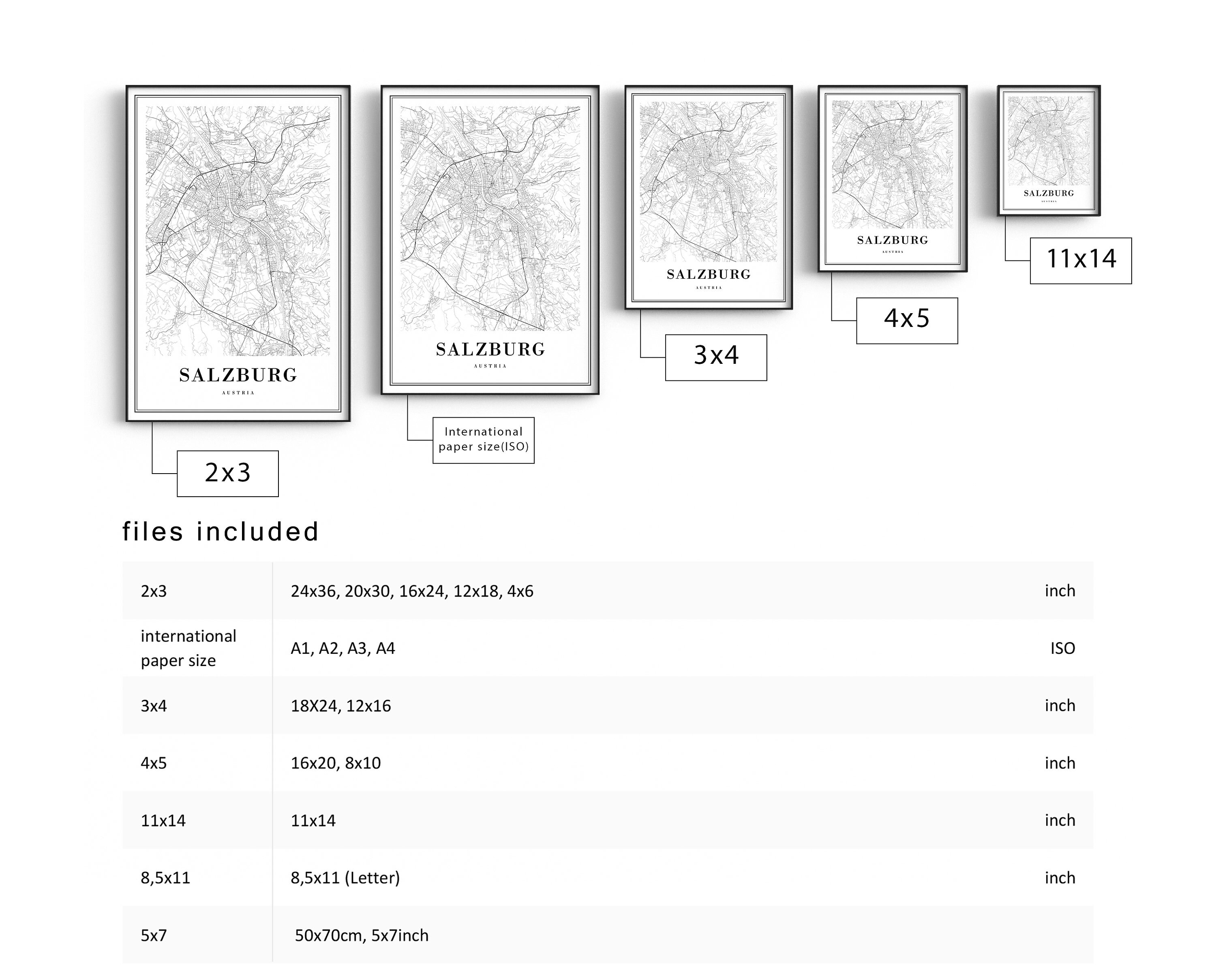 Instant Download Salzburg Austria Map Print Salzburg Map Poster Digital ...