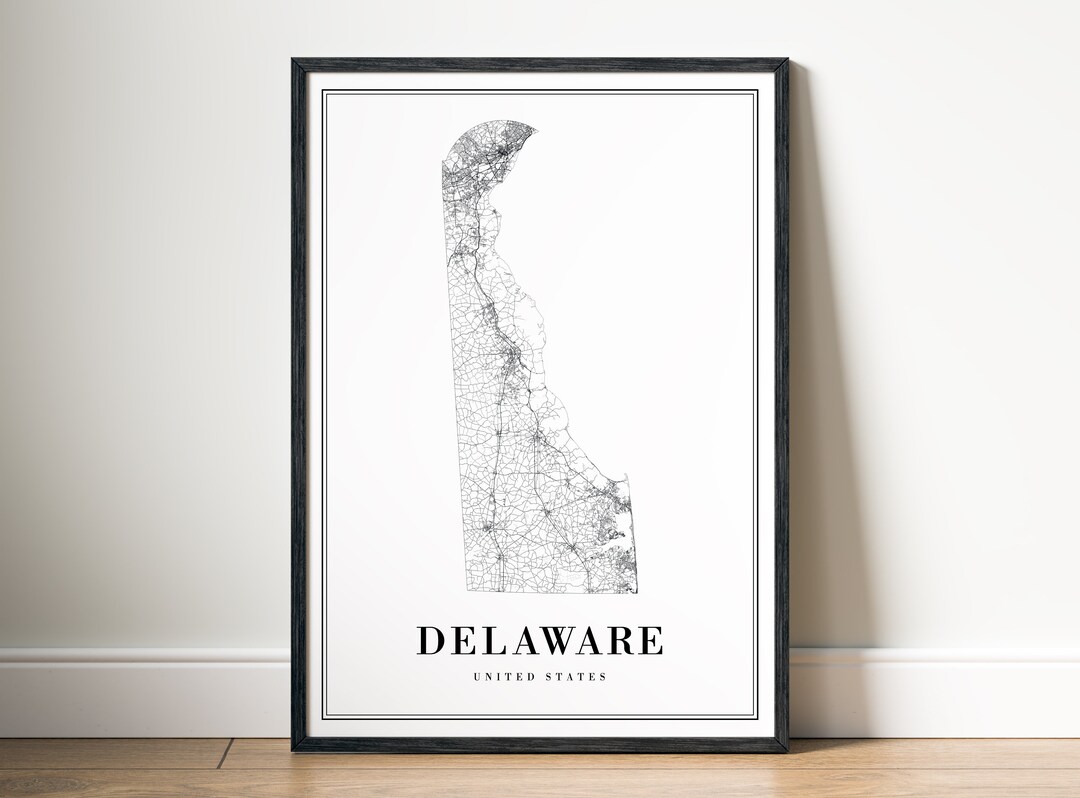 Delaware State Map Print Delaware Map Poster Download Delaware Printable Map Digital Delaware ...