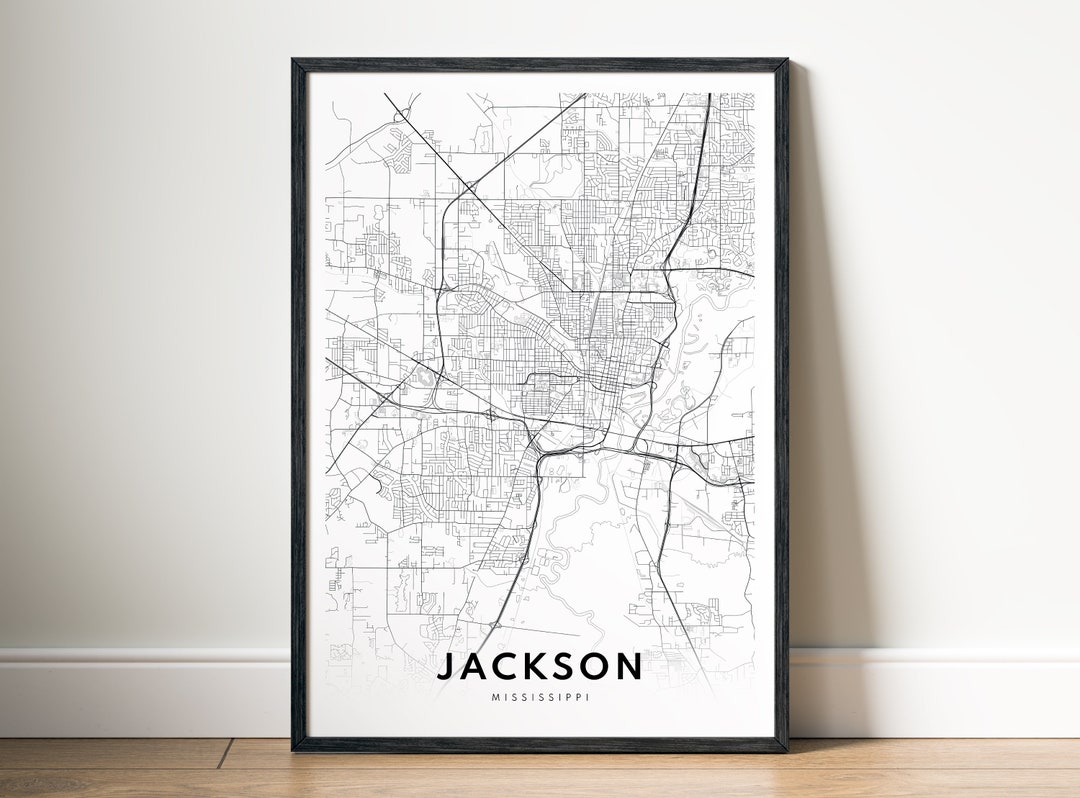 Instant Download Jackson Mississippi Map Print Jackson Poster Digital ...