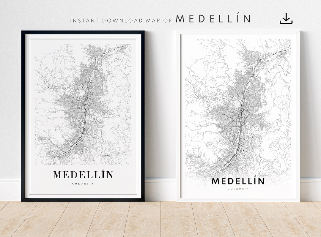 Download Medellín Colombia Map Print Medellín Map Poster - Etsy