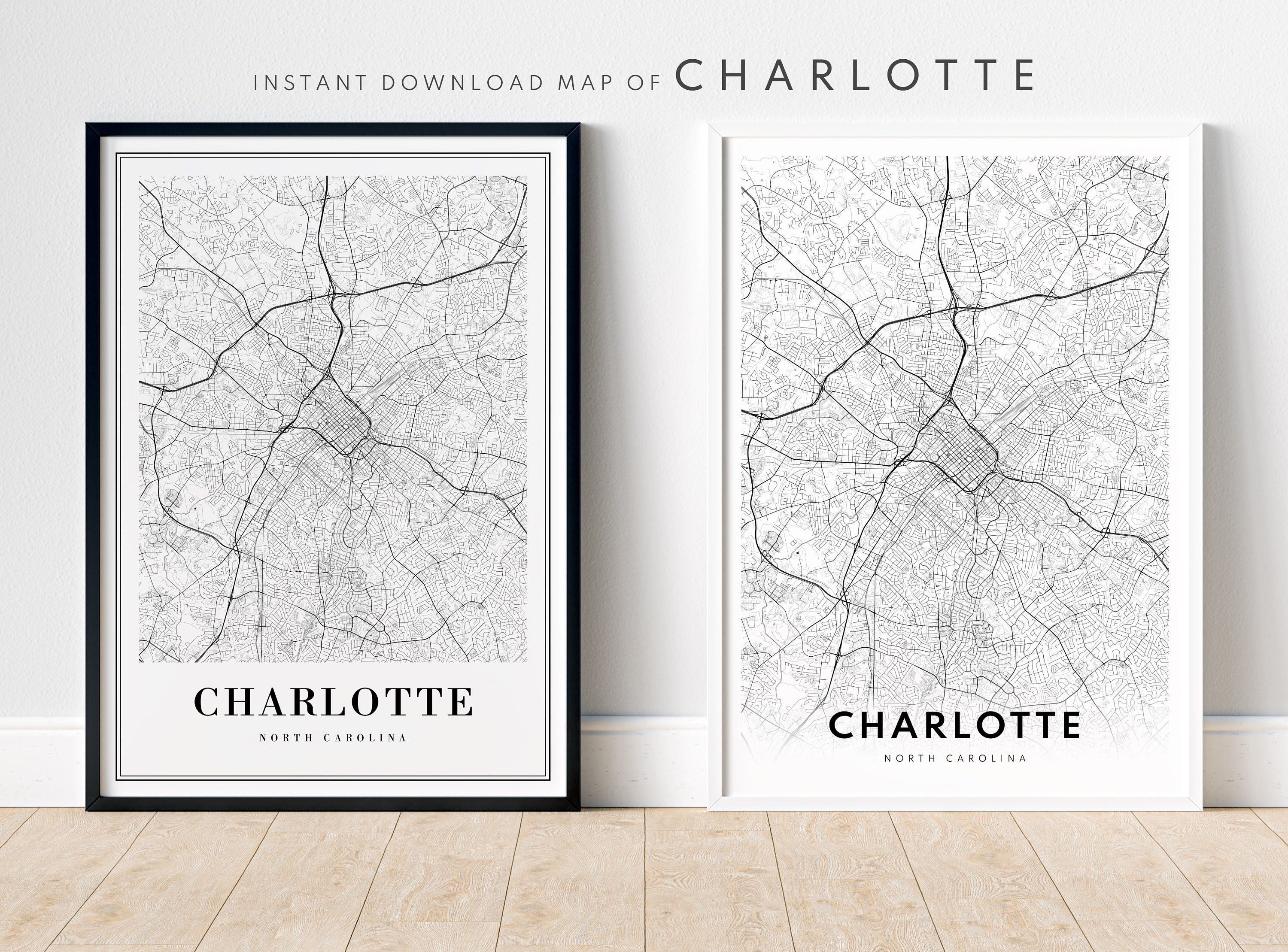 Charlotte Map Print Charlotte Map Poster Download Charlotte Printable ...