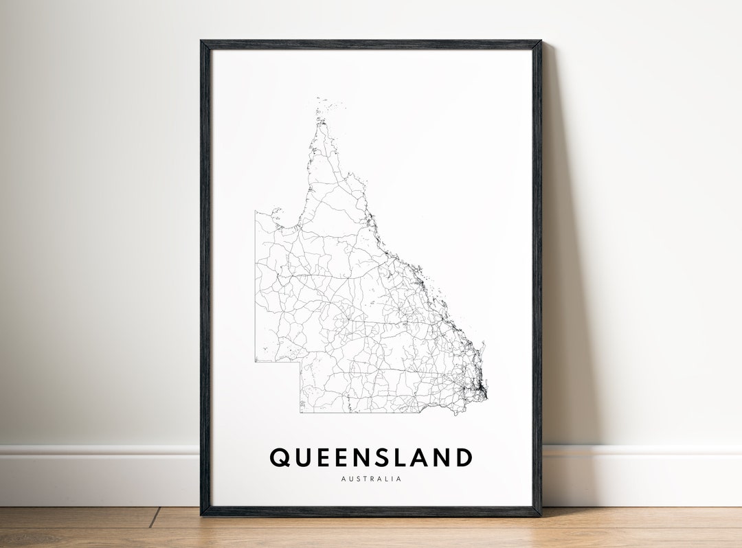 Queensland Map Print Digital Download Queensland Australia Map Poster ...