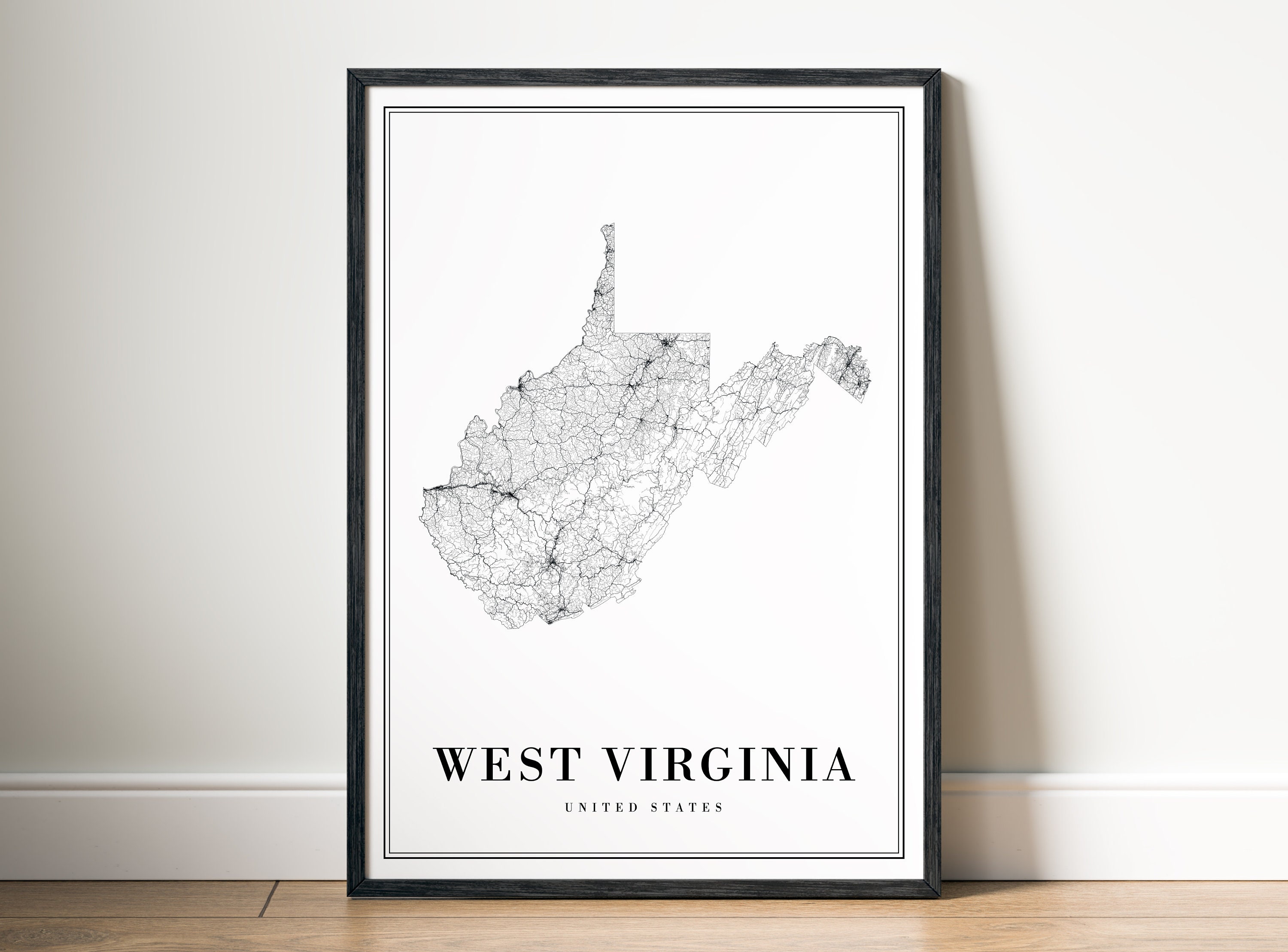 West Virginia State Map Print West Virginia Poster Download - Etsy
