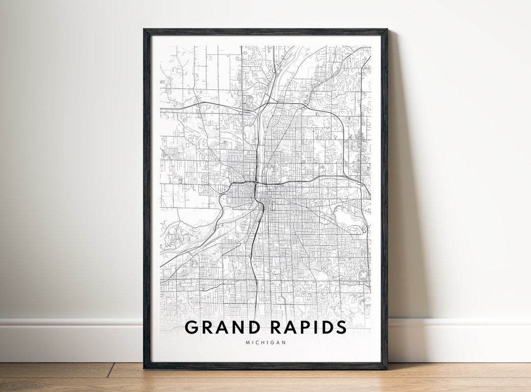 Grand Rapids Michigan Map Print Grand Rapids Map Poster Download Grand ...