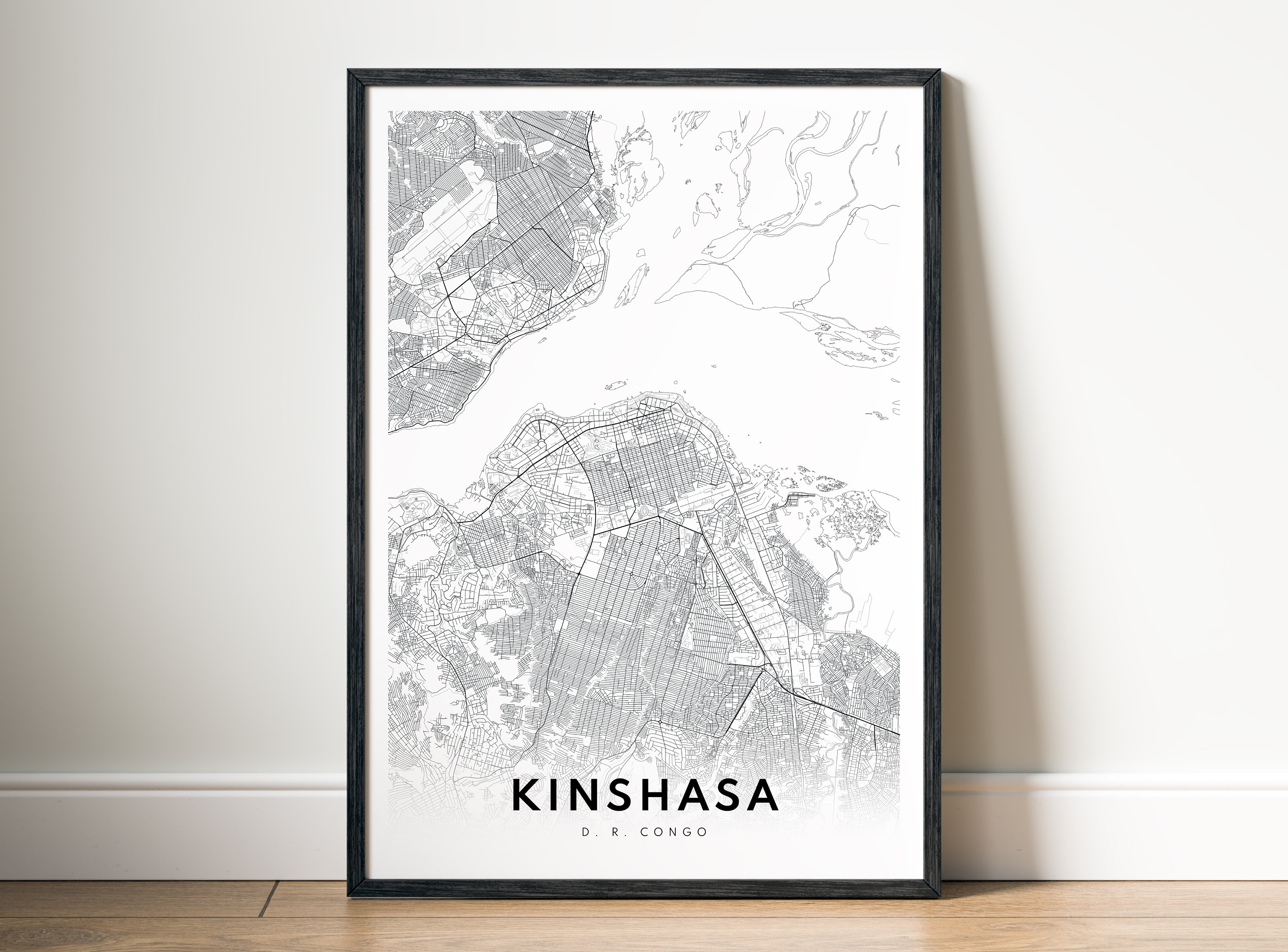 Kinshasa Map Print Kinshasa DR Congo Map Poster Download Kinshasa ...