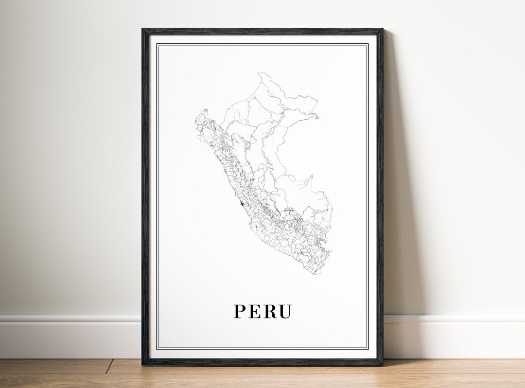 Peru Map Print Download Peru Country Map Road Poster Printable Peru Map ...
