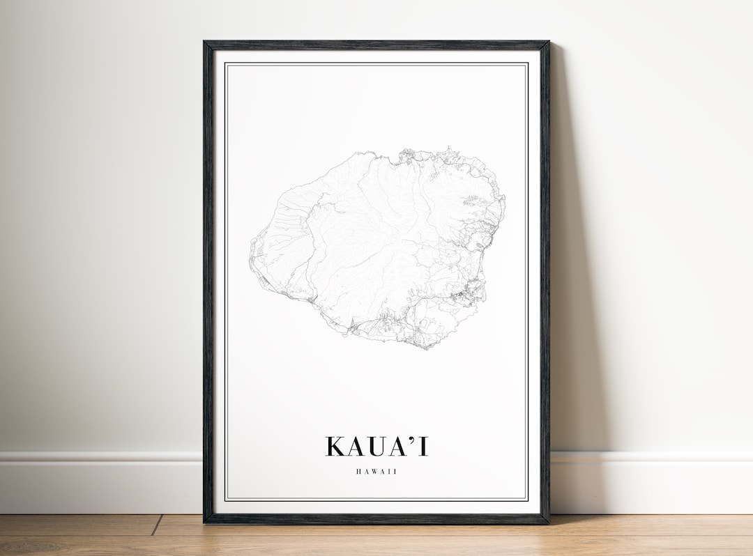 Kauaʻi Map Print Download Kauaʻi Hawaii Map Poster Digital Map Kauaʻi ...