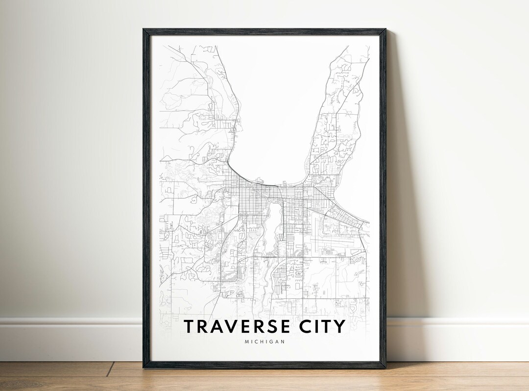 Traverse City Map Print Traverse City Michigan Map Poster Download ...