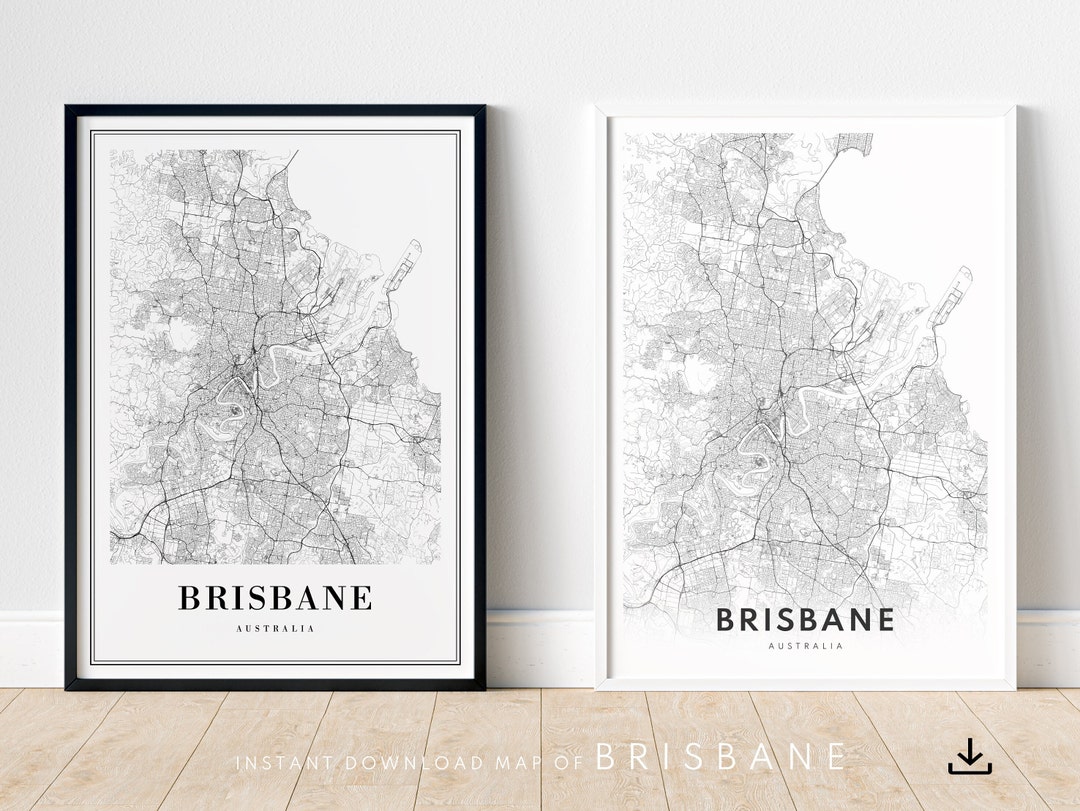 Brisbane Map Print Brisbane Map Poster Download Printable - Etsy