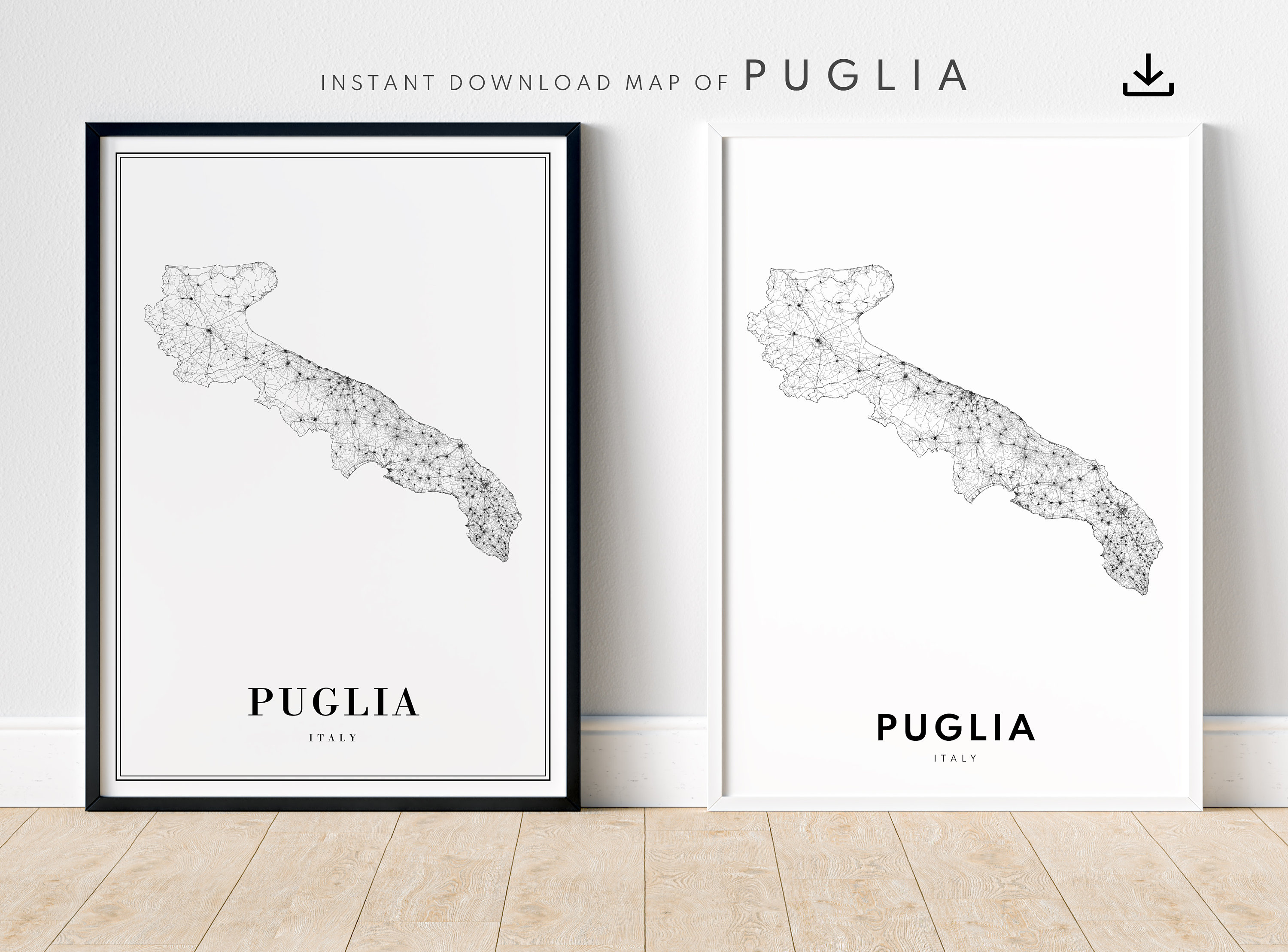 Puglia Map Print Download Puglia Italy Map Poster Digital Puglia Region ...