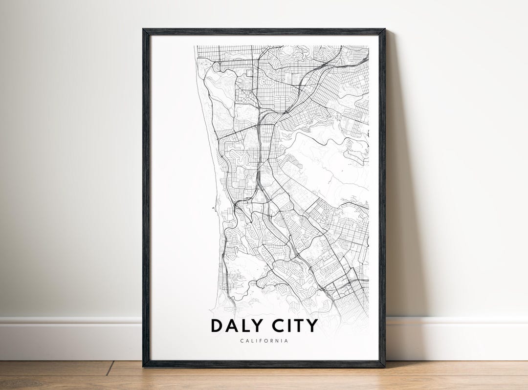 Daly City CA Map Poster Digital Download Daly City California Map ...