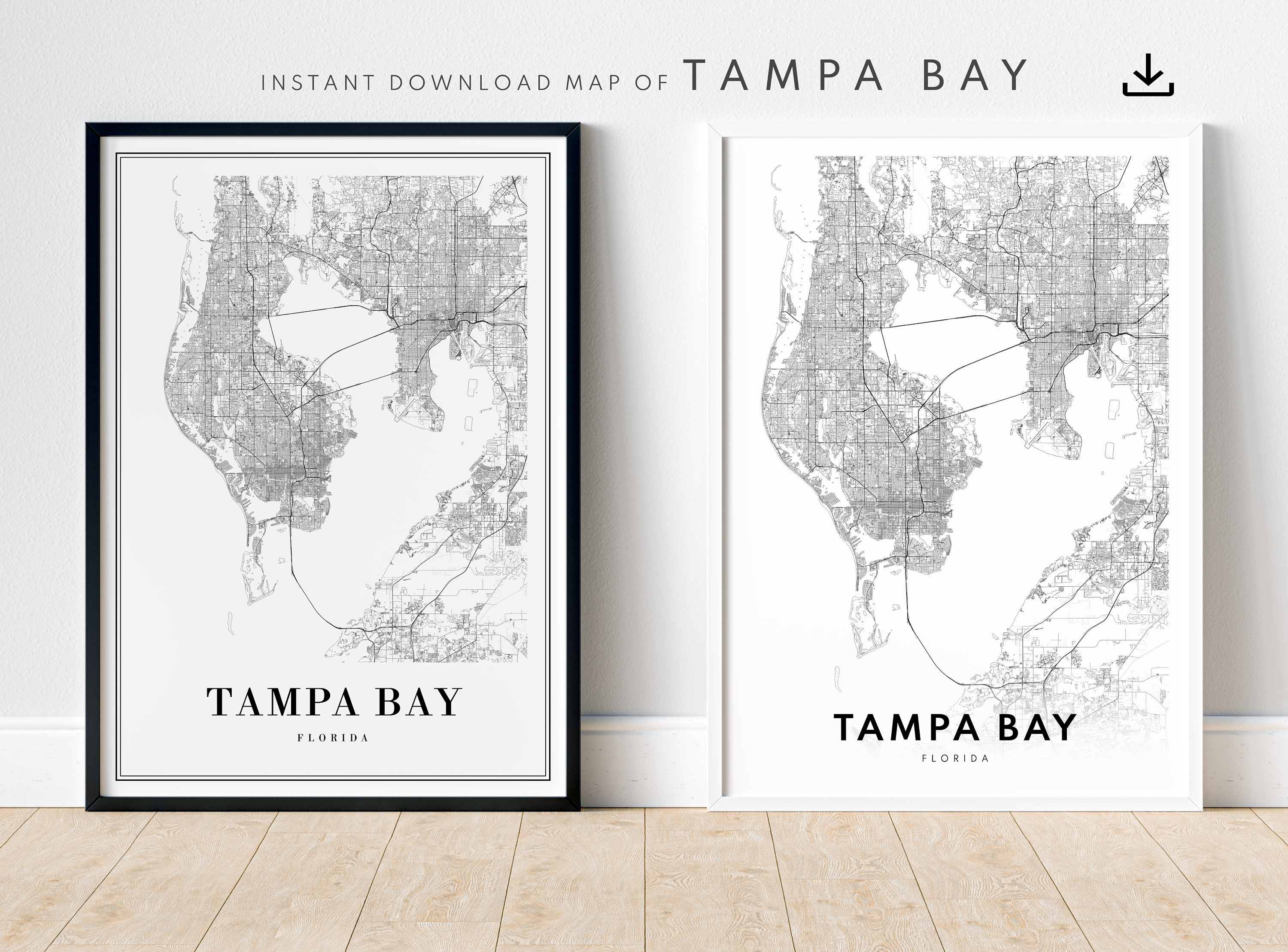 Tampa Bay Map Print, Tampa Map Poster, Download Printable Tampa Bay ...