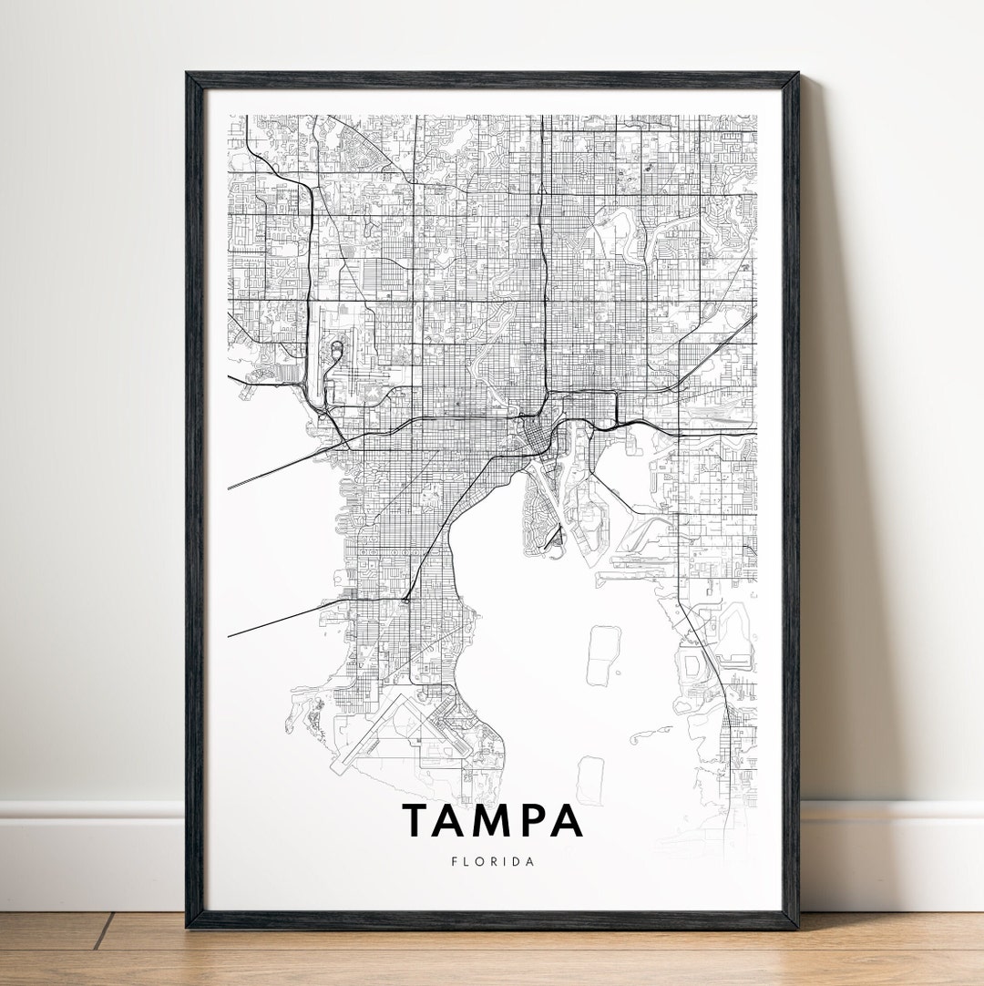 Tampa Florida Map Print Digital Download, Tampa Florida Map Poster ...