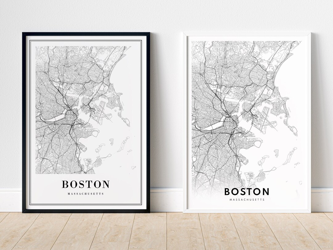 Boston Map Print Boston Map Poster Download Printable Boston - Etsy