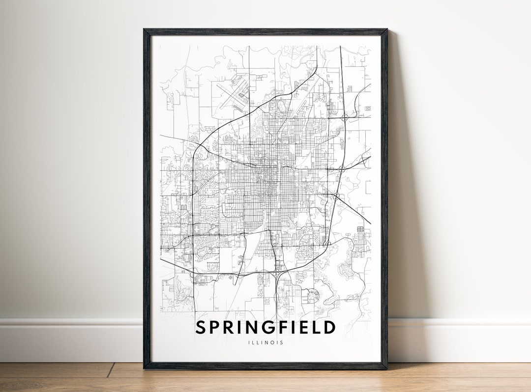 Springfield Karte Poster Download Druckbare Landkarte von Springfield, Illinois, USA - Poster ...