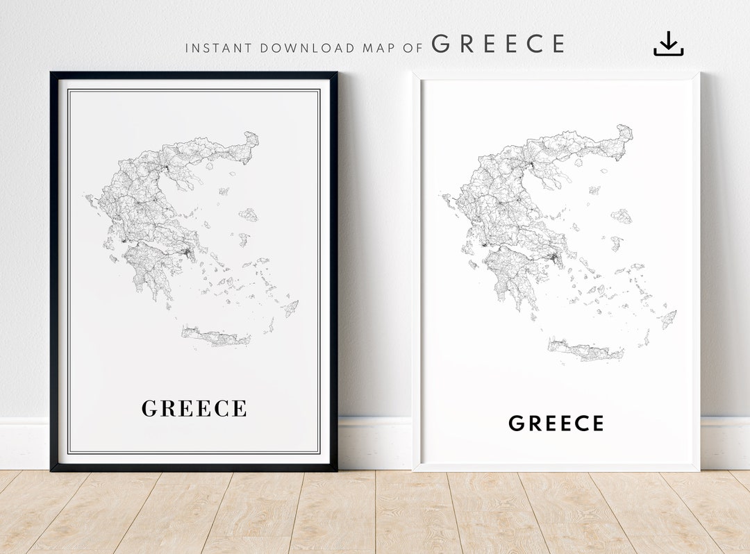 Greece Map Print Greece Map Poster Download Greece Printable - Etsy