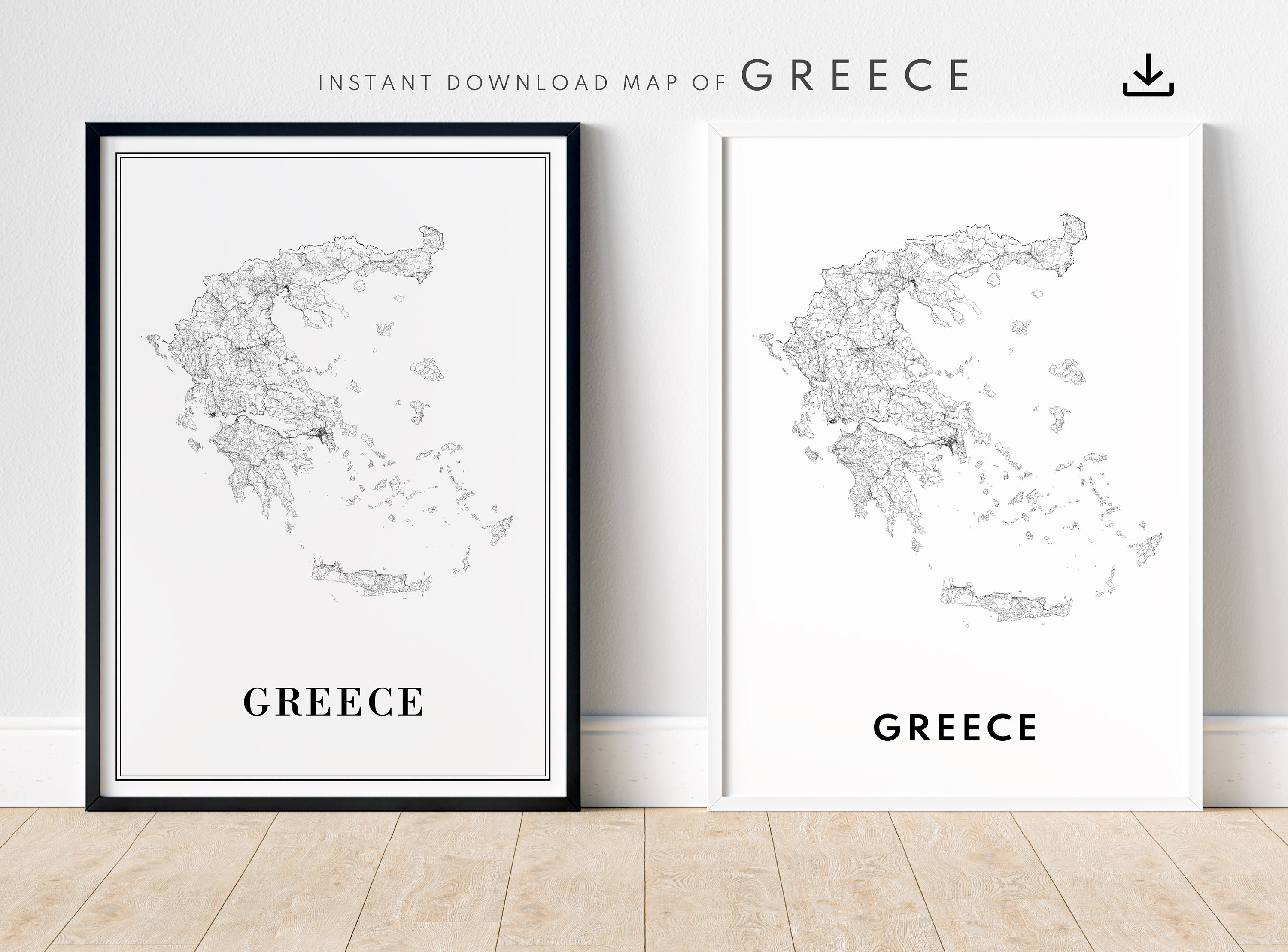 Greece Map Print Greece Map Poster Download Greece Printable Digital ...