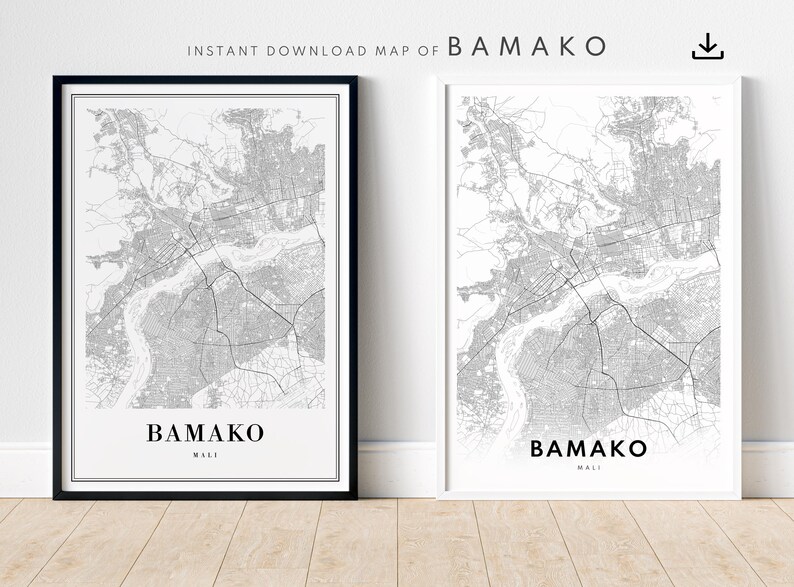 Bamako Map Print Bamako Mali Map Poster Digital Download Bamako ...