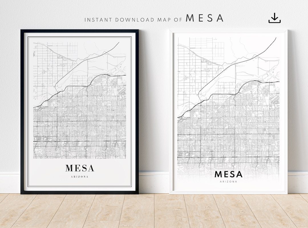 Mesa Map Print Download Mesa Arizona Map Poster Printable Mesa Map ...