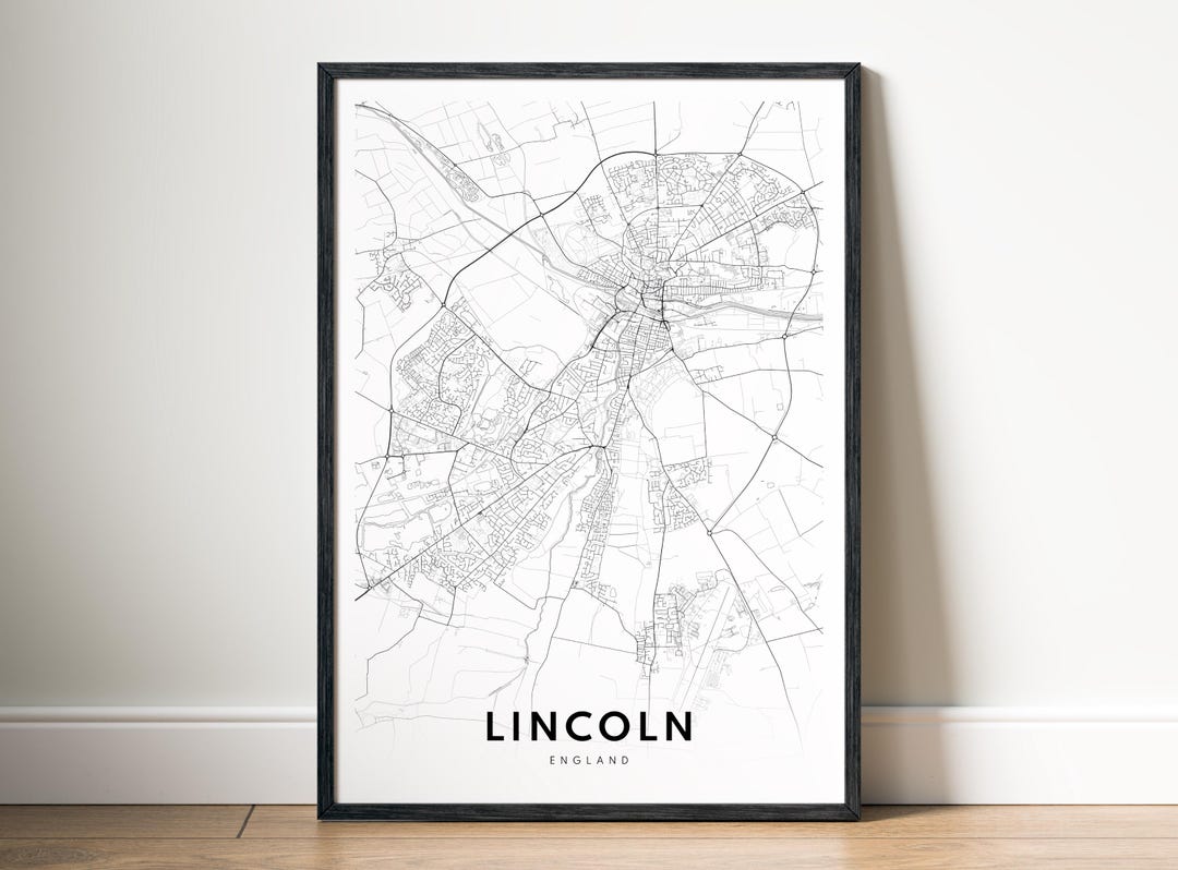 Lincoln Map Print Digital Download Lincoln England Map Poster Lincoln ...